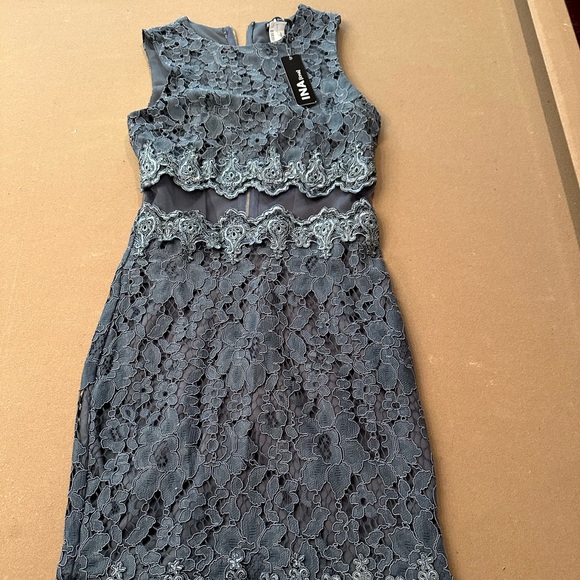 Ina | Dresses | Slate Blue Flower Lace Dress | Poshmark